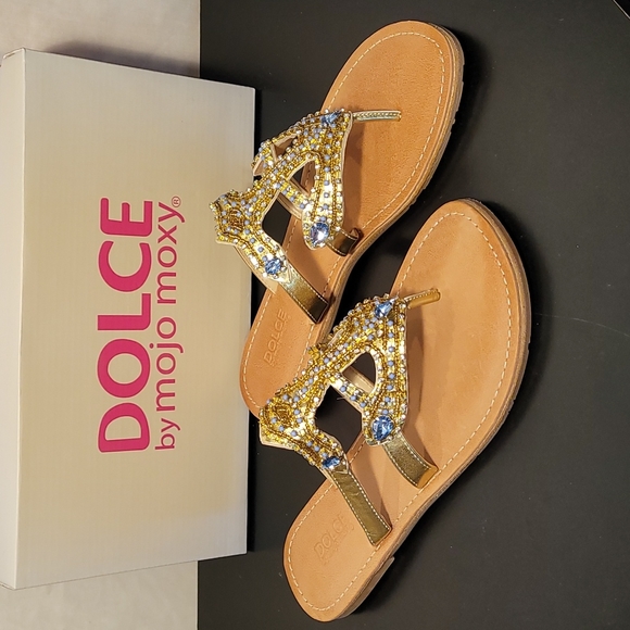 Mojo Moxy | Shoes | Dolce Mojo Moxy Ahoy Gold Jeweled Thong Sandals 9m ...